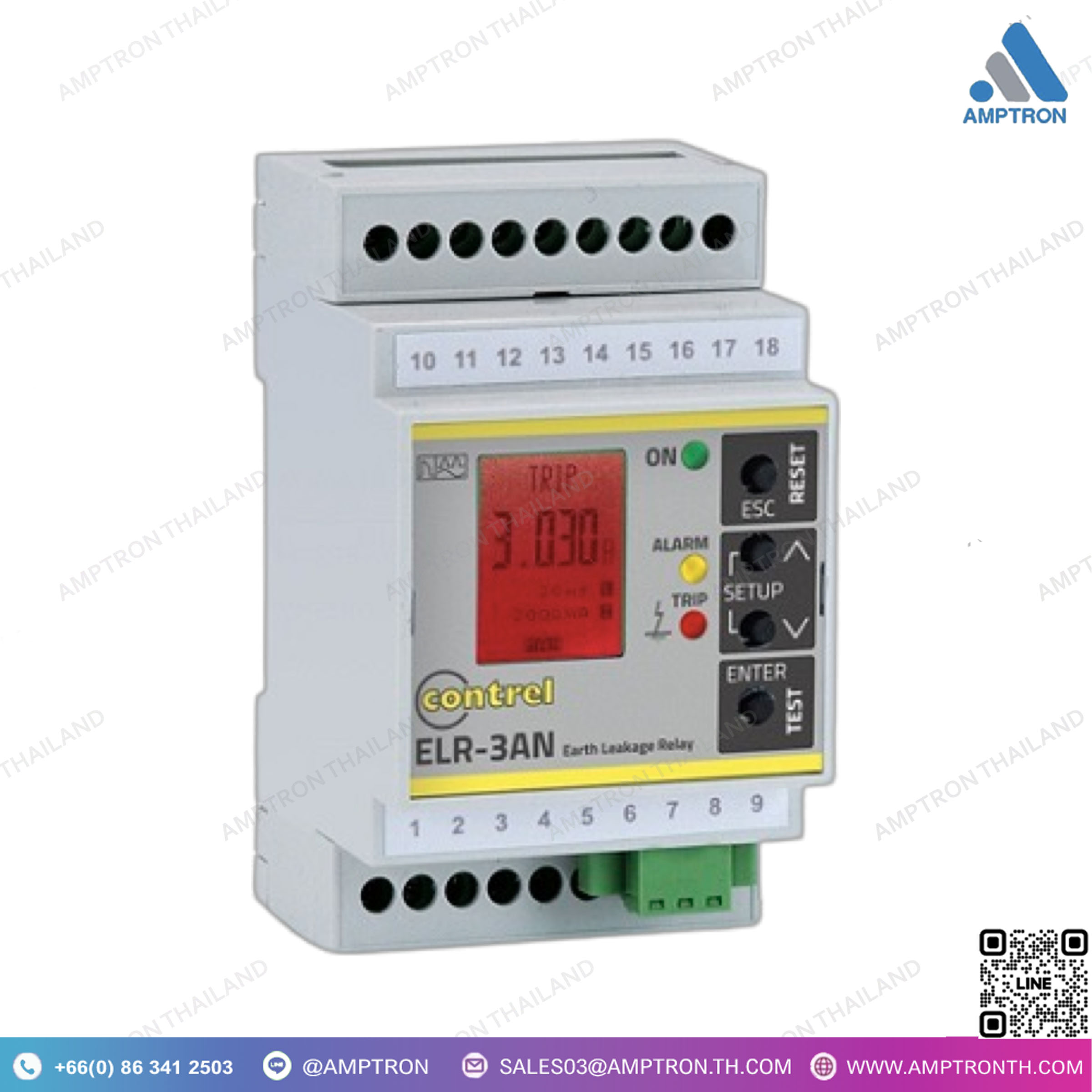 รีเลย์ป้องกันไฟรั่ว RS485 รุ่น ELR-3AN - Amptron Instrument Thailand