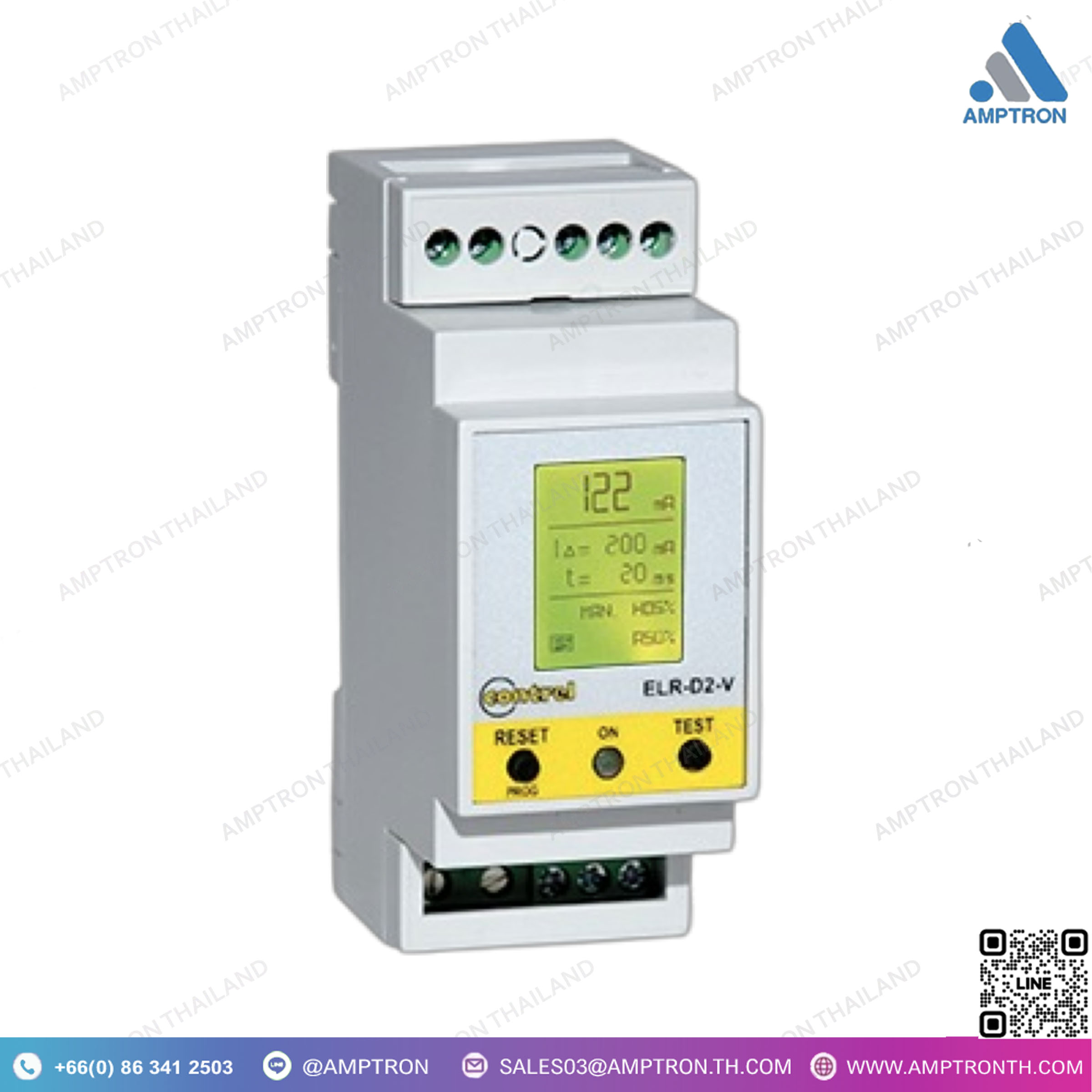 รีเลย์ตรวจจับไฟรั่ว RS485 รุ่น ELR-D2 - Amptron Instrument Thailand