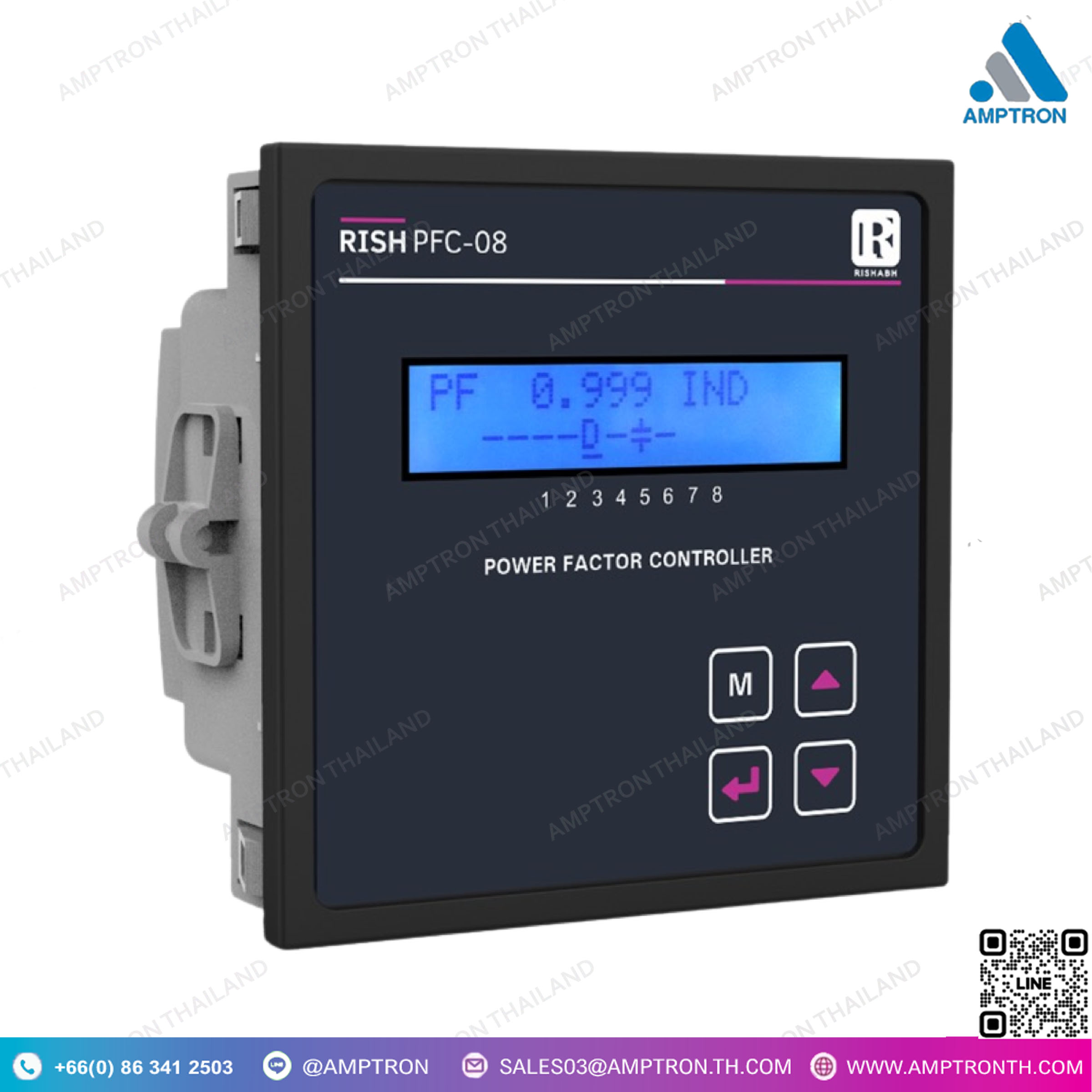 ควบคุมพาวเวอร์แฟคเตอร์ Power Factor Controller RISH PFC 08