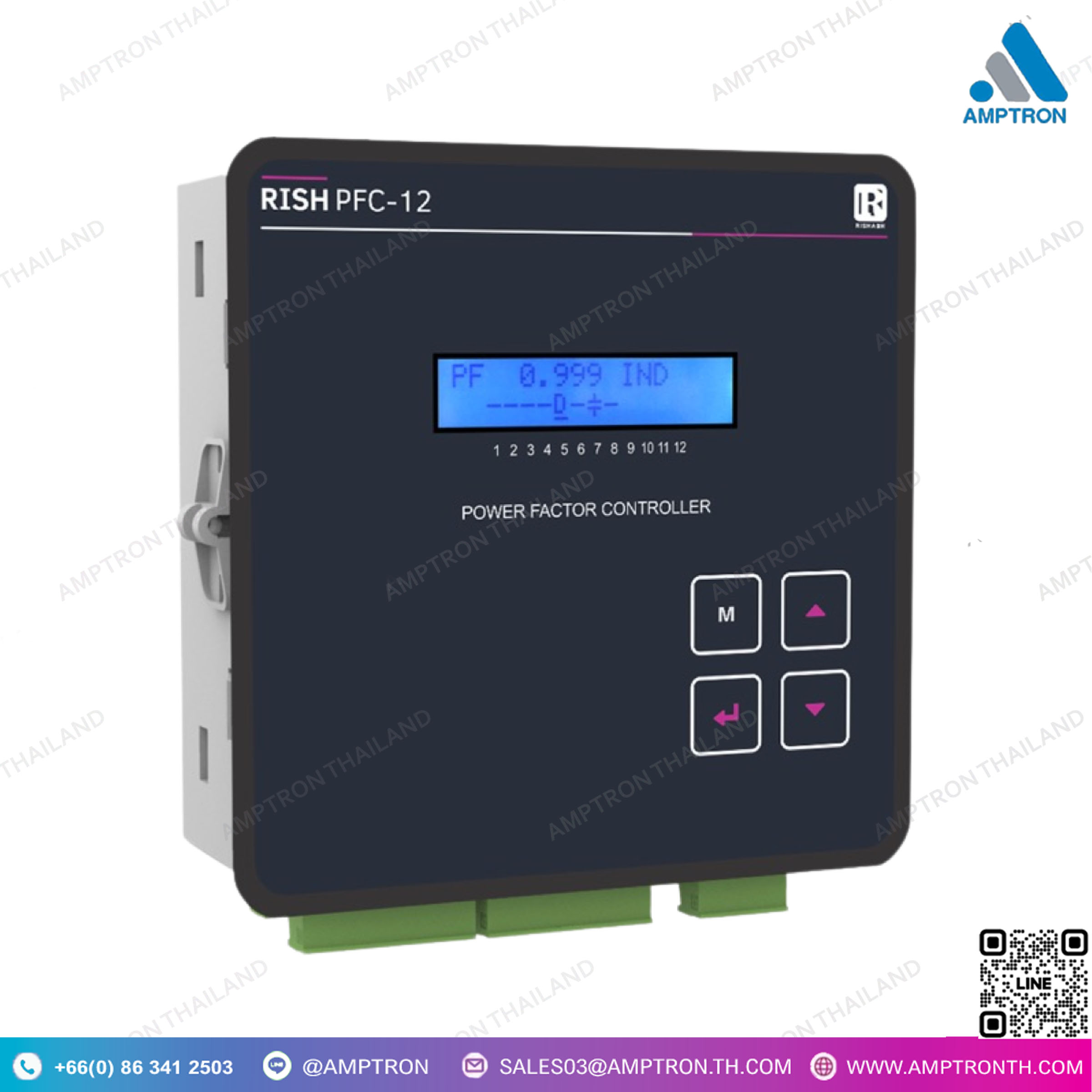 ควบคุมพาวเวอร์แฟคเตอร์ Power Factor Controller RISH PFC 12